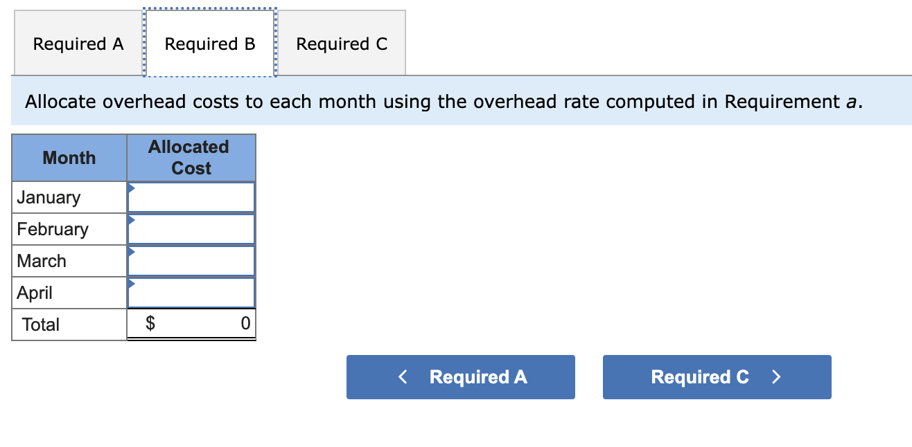 Solved Allocate overhead costs to each month using the | Chegg.com
