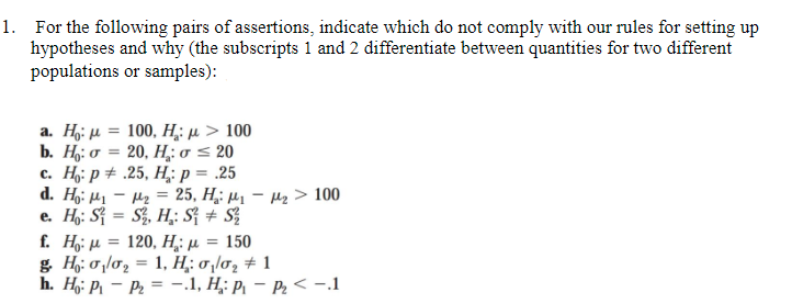 Solved 1. For the following pairs of assertions, indicate | Chegg.com