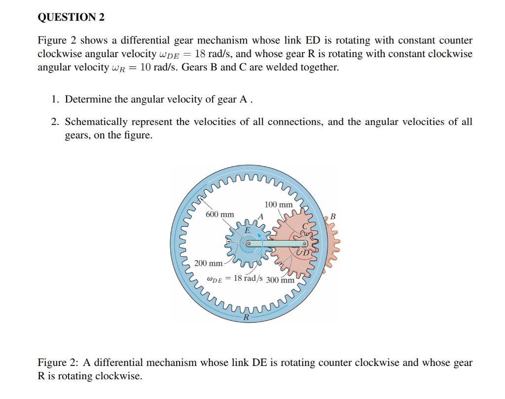 Solved QUESTION 2 Figure 2 shows a differential gear | Chegg.com