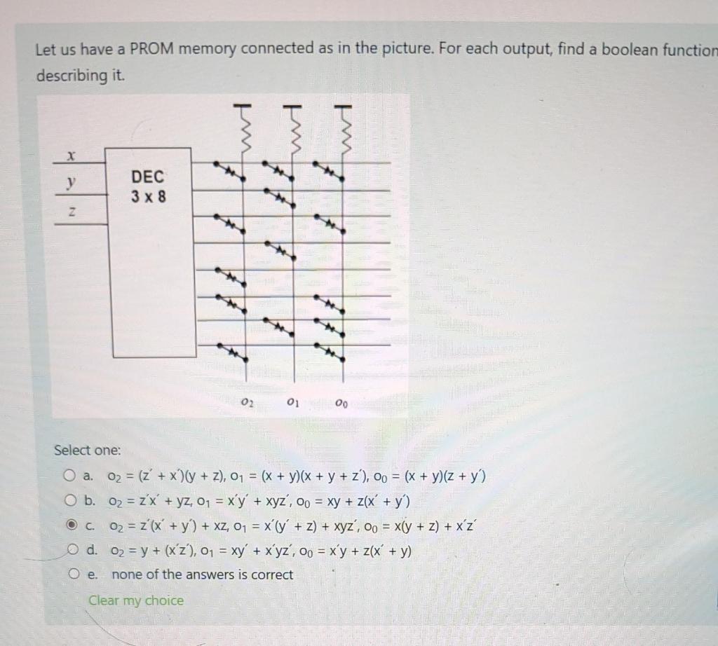 Solved Let us have a PROM memory connected as in the | Chegg.com