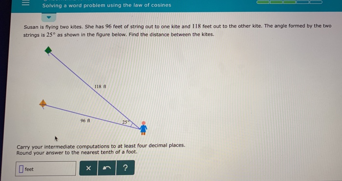 Solved Solving a word problem using the law of cosines Susan | Chegg.com
