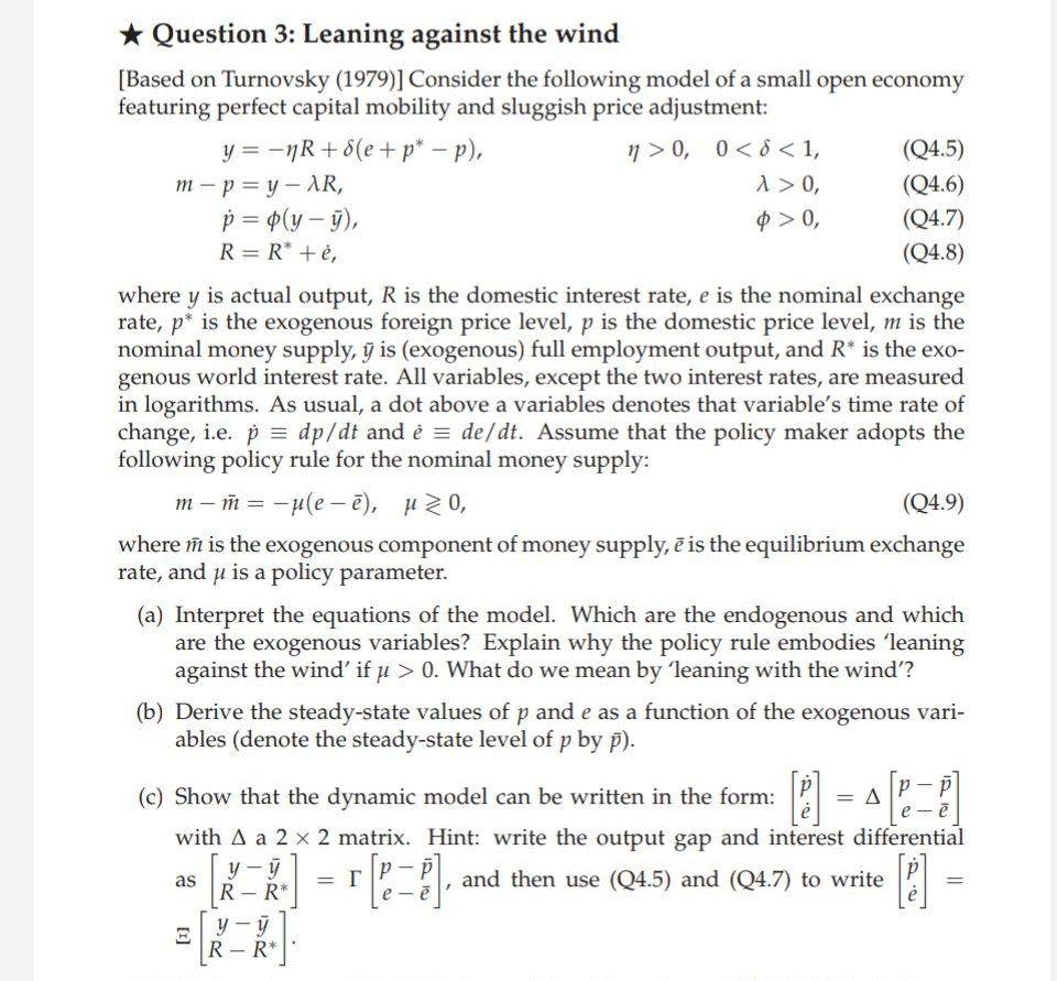 Solved = * Question 3: Leaning against the wind [Based on | Chegg.com