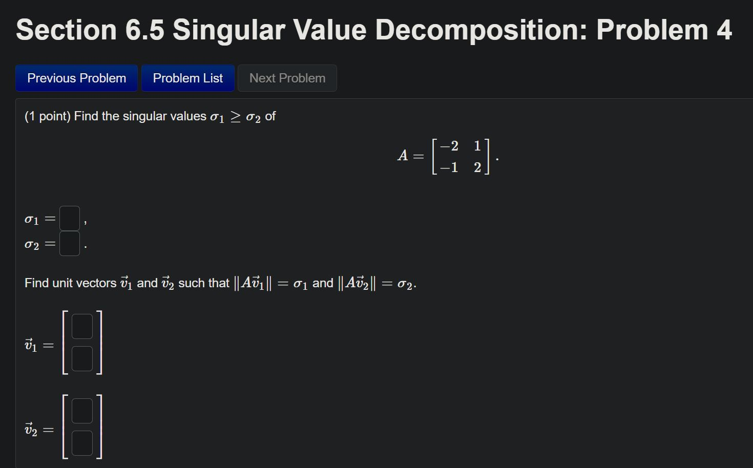 Solved Section 6 5 Singular Value Decomposition Problem 4