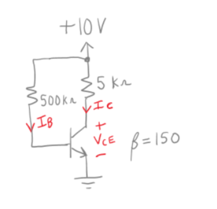 Solved +10 V 35kn 3500kr IIC IB + VCE $ = 150 | Chegg.com