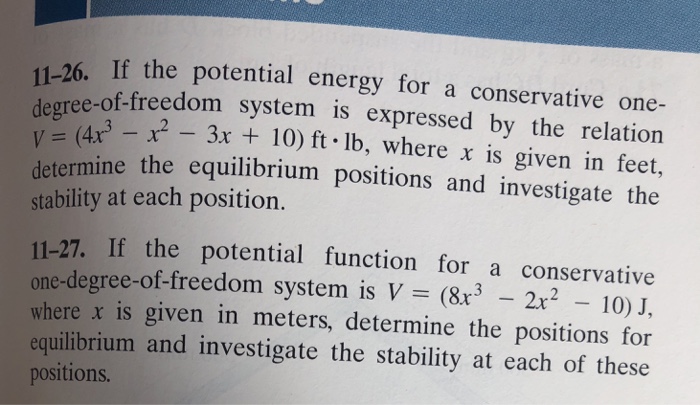 Solved 11-26. If the potential energy for a conservative | Chegg.com