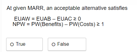 Solved When economic analysis is based on EUAB/EUAC = 1, | Chegg.com