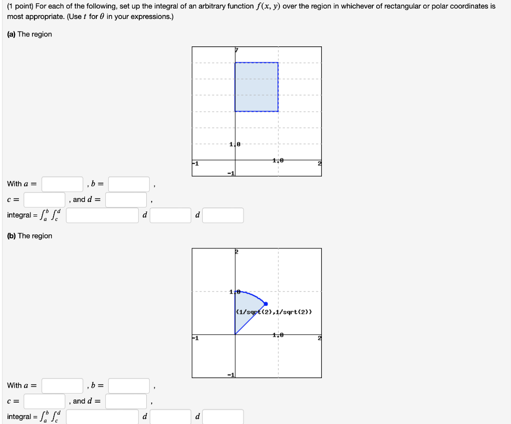 Solved (1 point) For each of the following, set up the | Chegg.com