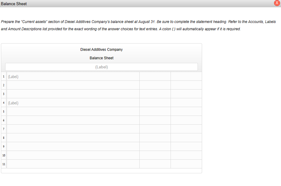 Solved Manufacturing company balance sheet Instructions | Chegg.com