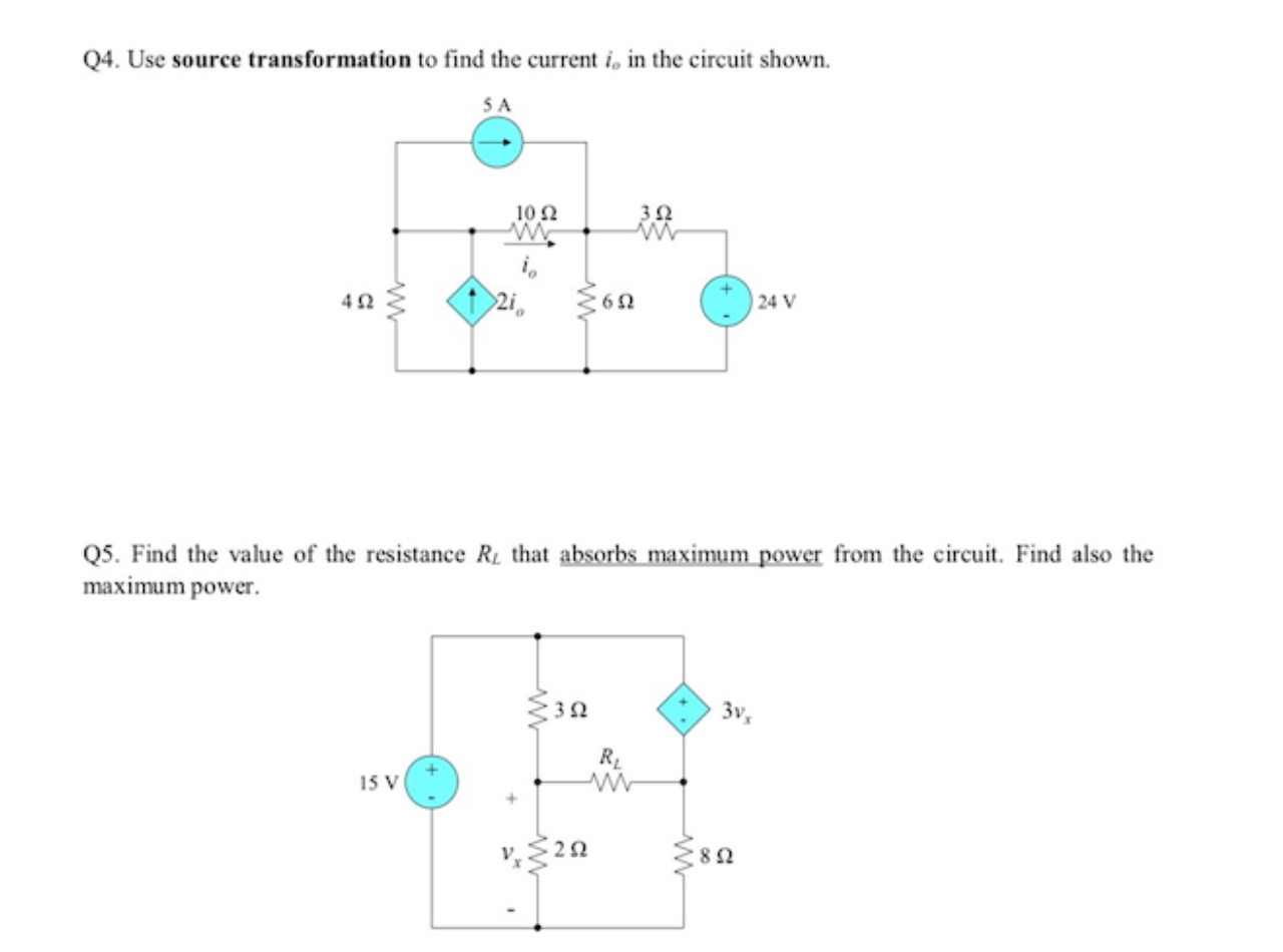 Solved Q4. Use source transformation to find the current i, | Chegg.com