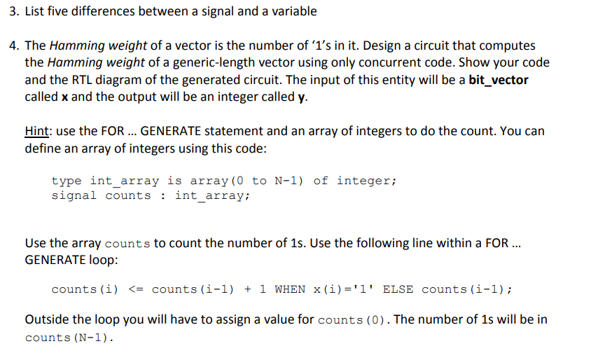1. Using the FOR ... GENERATE statement; write the | Chegg.com