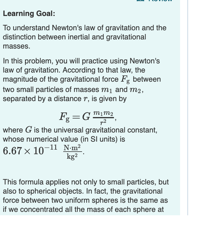 Solved: Learning Goal: To Understand Newton's Law Of Gravi... | Chegg.com