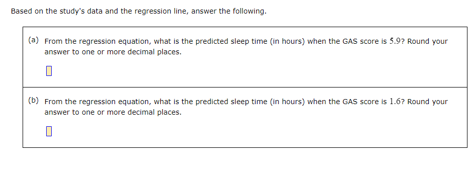 Solved Based on the study's data and the regression line, | Chegg.com