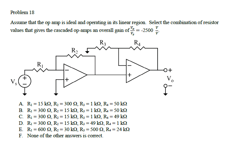 Solved Problem 18 Assume that the op amp is ideal and | Chegg.com