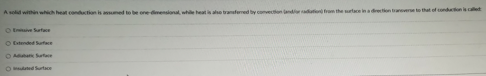 Solved Emissive Surface Extended Surface Adiabatic Surface | Chegg.com