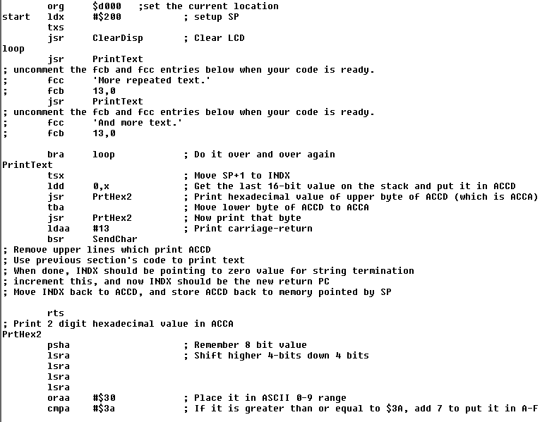 JSR FCC FCB C. PRINTING TEXT FROM THE RETURN ADDRESS | Chegg.com