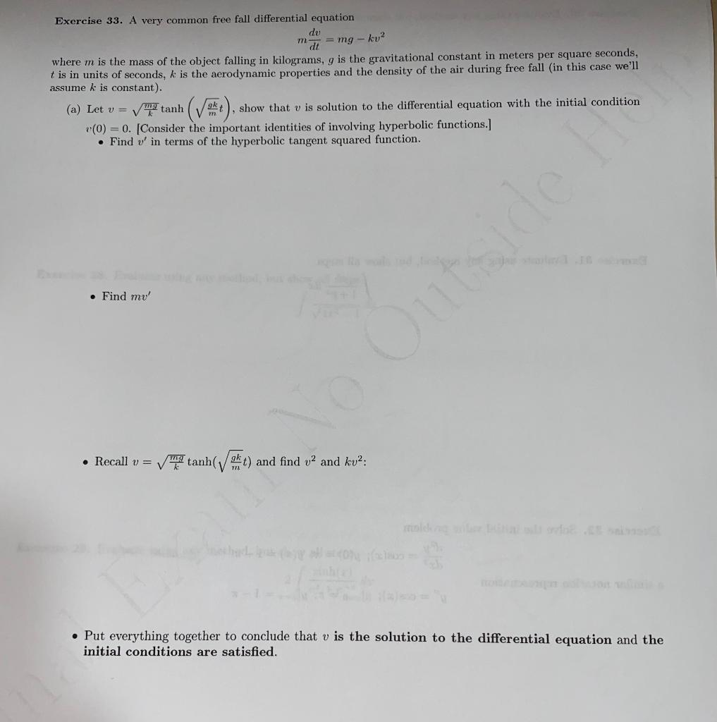 Solved Exercise 33. A very common free fall differential | Chegg.com