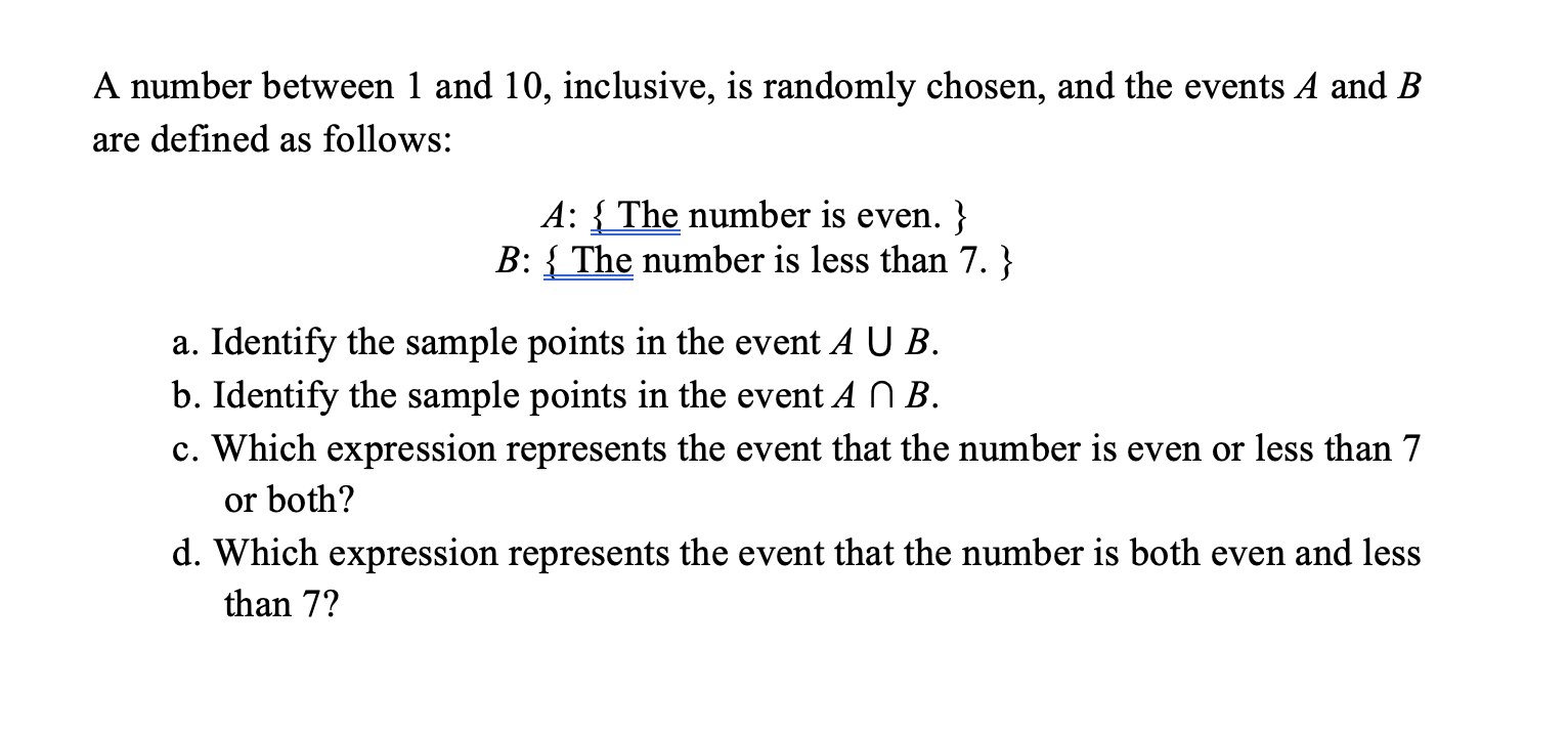 Solved A number between 1 and 10, inclusive, is randomly | Chegg.com
