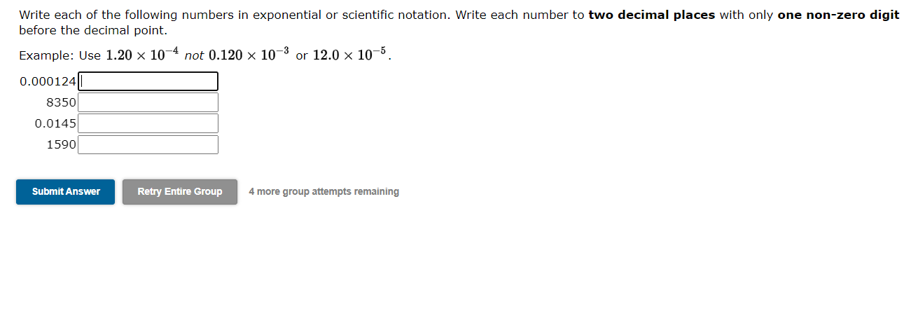Solved Write each of the following numbers in exponential or | Chegg.com