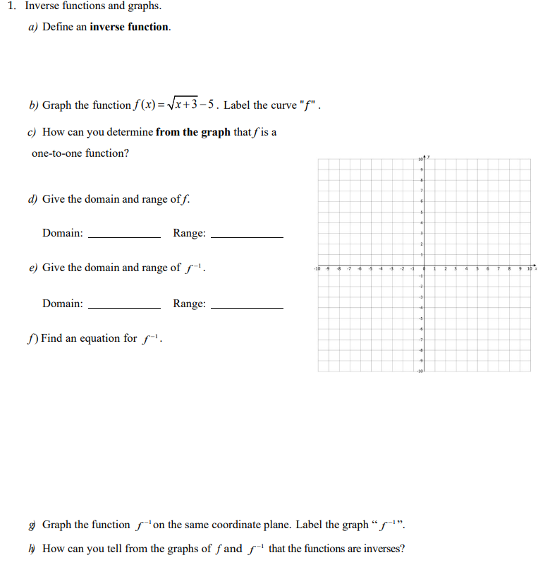 Solved Inverse functions and graphs.a) Define an inverse | Chegg.com Solved Inverse functions and graphs.a) Define an inverse | Chegg.com