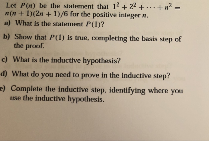 Solved Let P(n) be the statement that 12+22+n2- n(n +1)(2n | Chegg.com Solved Let P(n) be the statement that 12+22+n2- n(n +1)(2n | Chegg.com