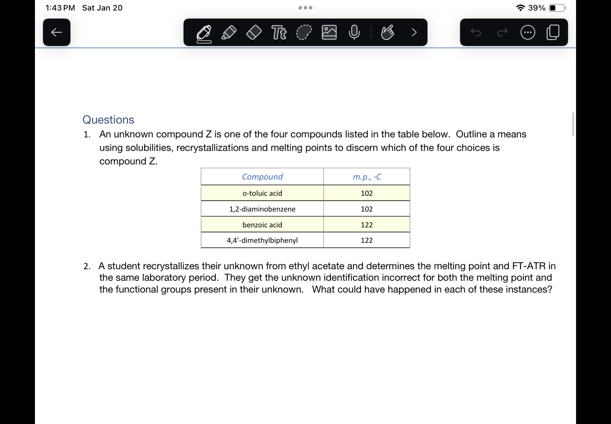 Solved 1) ﻿An unknown compound Z ﻿is one of the four | Chegg.com