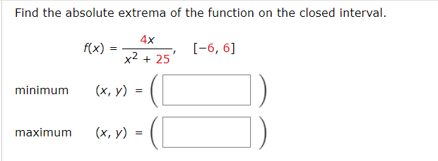 Solved Find the absolute extrema of the function on the | Chegg.com