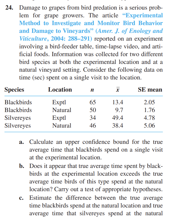Solved 24. Damage to grapes from bird predation is a serious | Chegg.com
