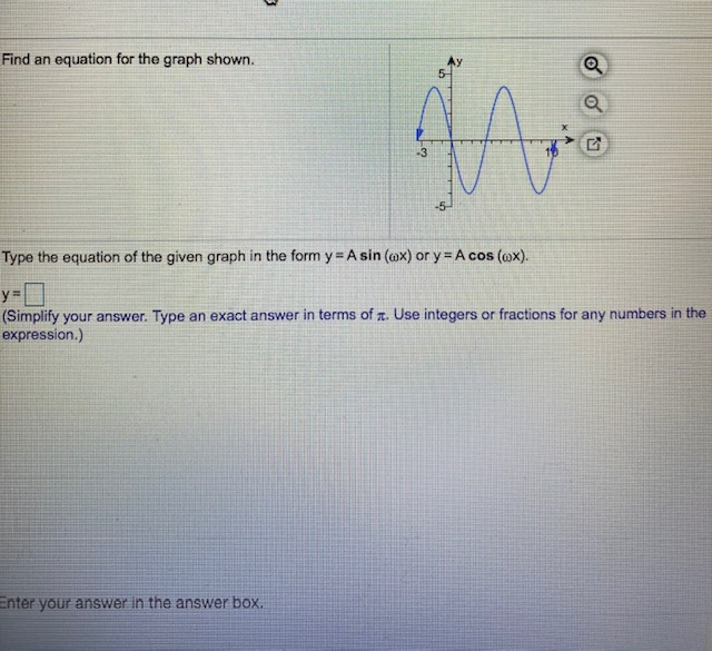 Solved Find an equation for the graph shown. a Q AA -3 Type | Chegg.com