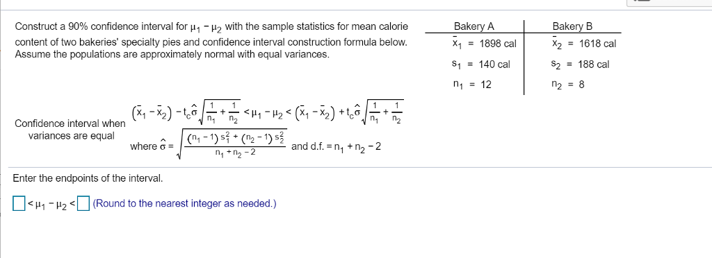 Solved Construct a 90% confidence interval for μ1-μ2 content | Chegg.com