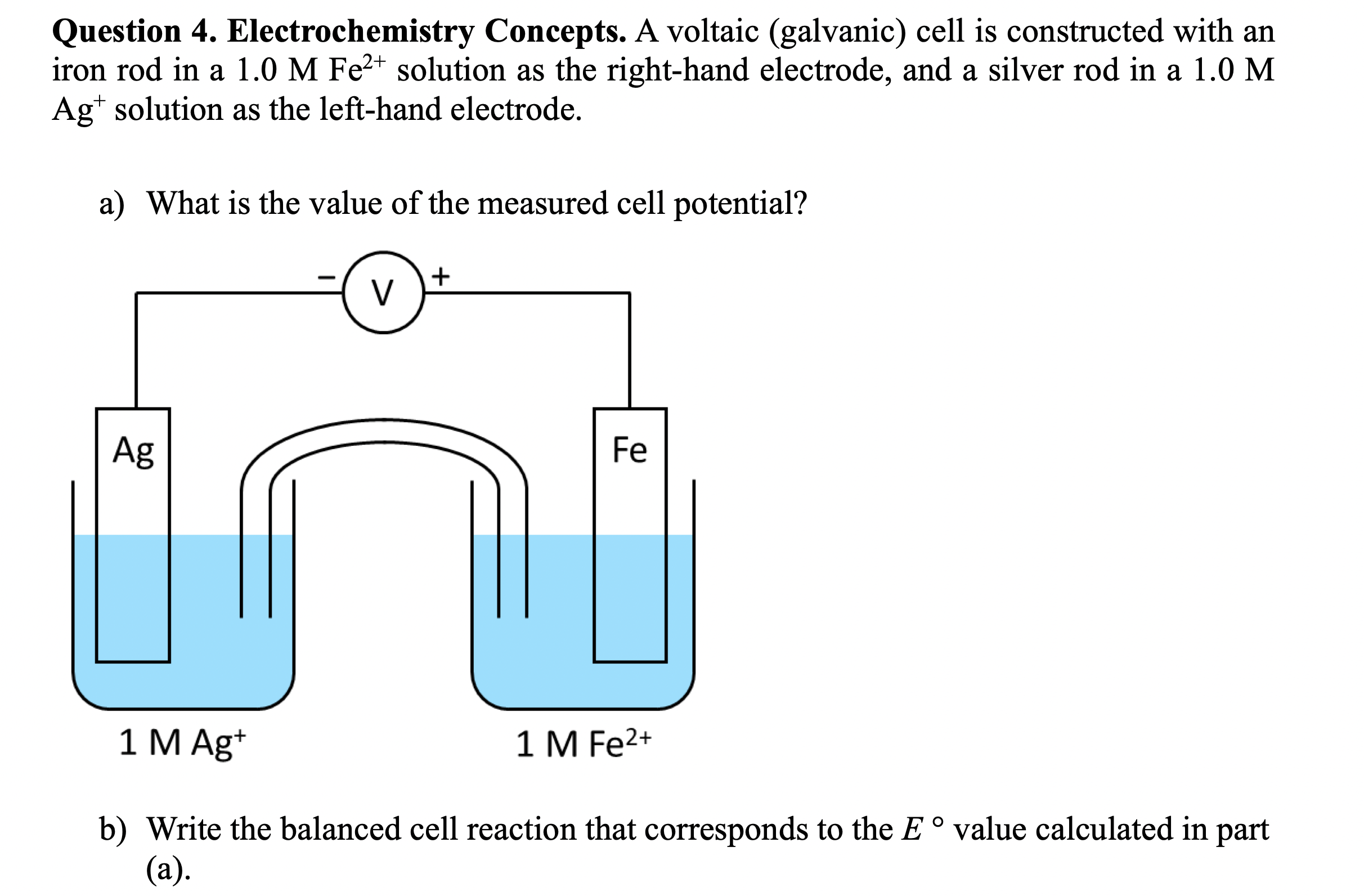 Solved Question 4. Electrochemistry Concepts. A voltaic | Chegg.com