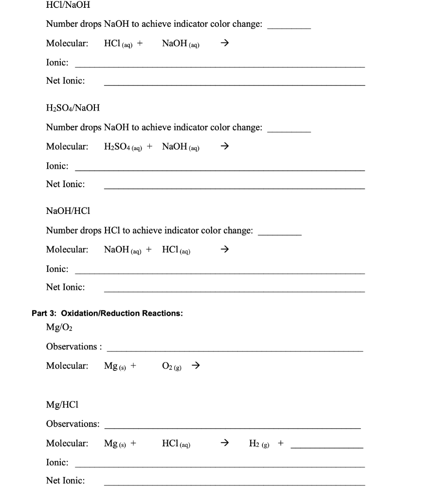 Solved HCl/NaOH Number drops NaOH to achieve indicator color | Chegg.com