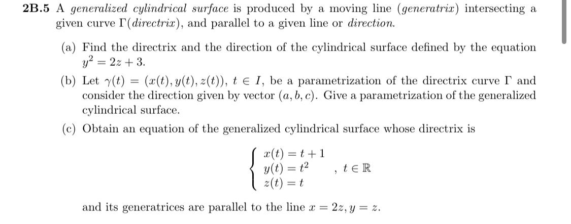 3.5 A generalized cylindrical surface is produced by | Chegg.com