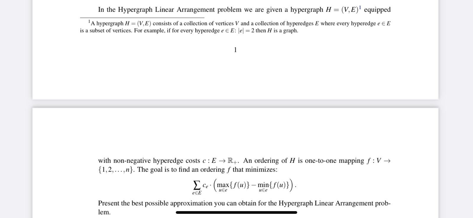 Solved In the Hypergraph Linear Arrangement problem | Chegg.com