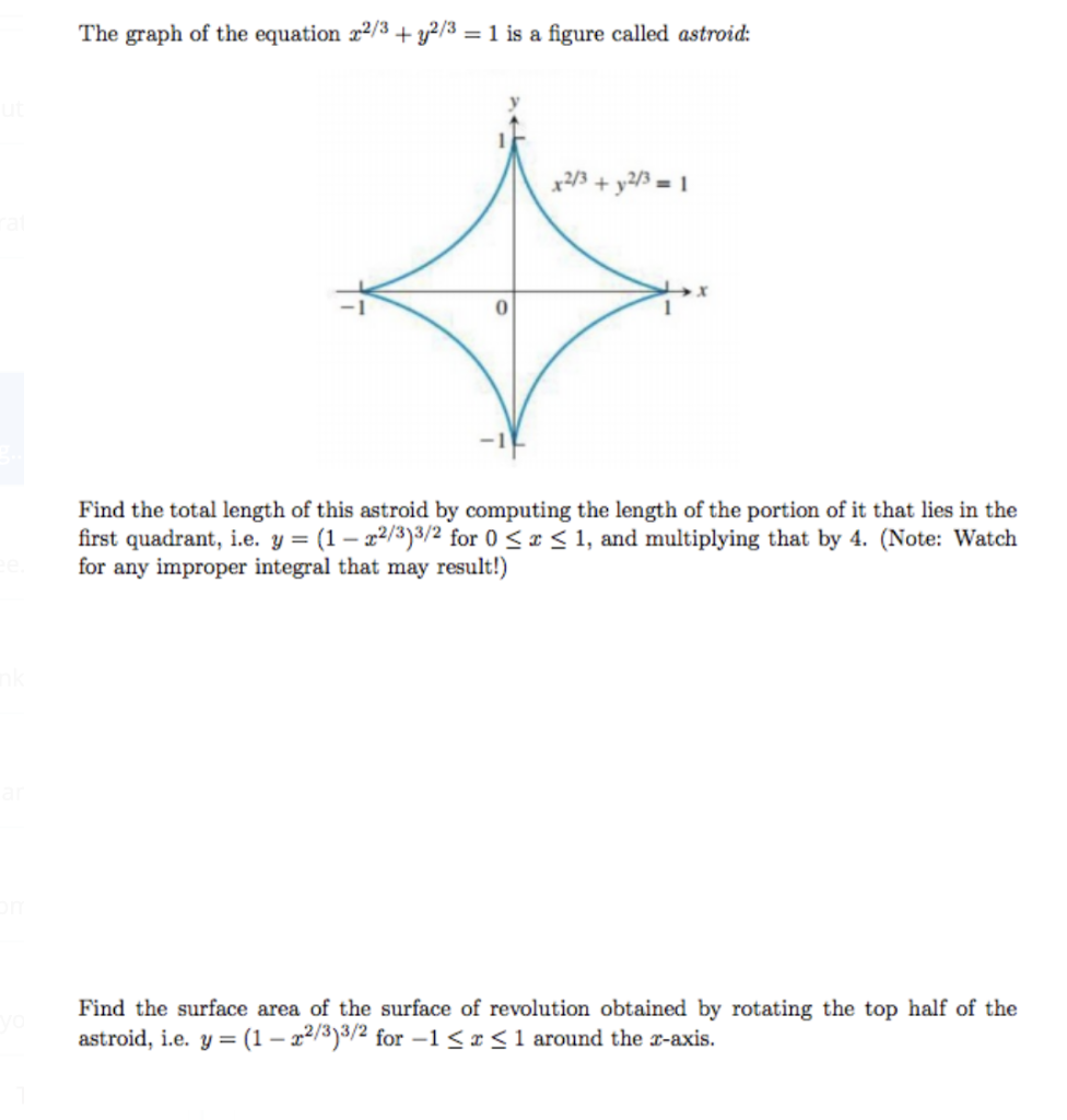 Solved The graph of the equation 22/3 + y2/3 = 1 is a figure | Chegg.com