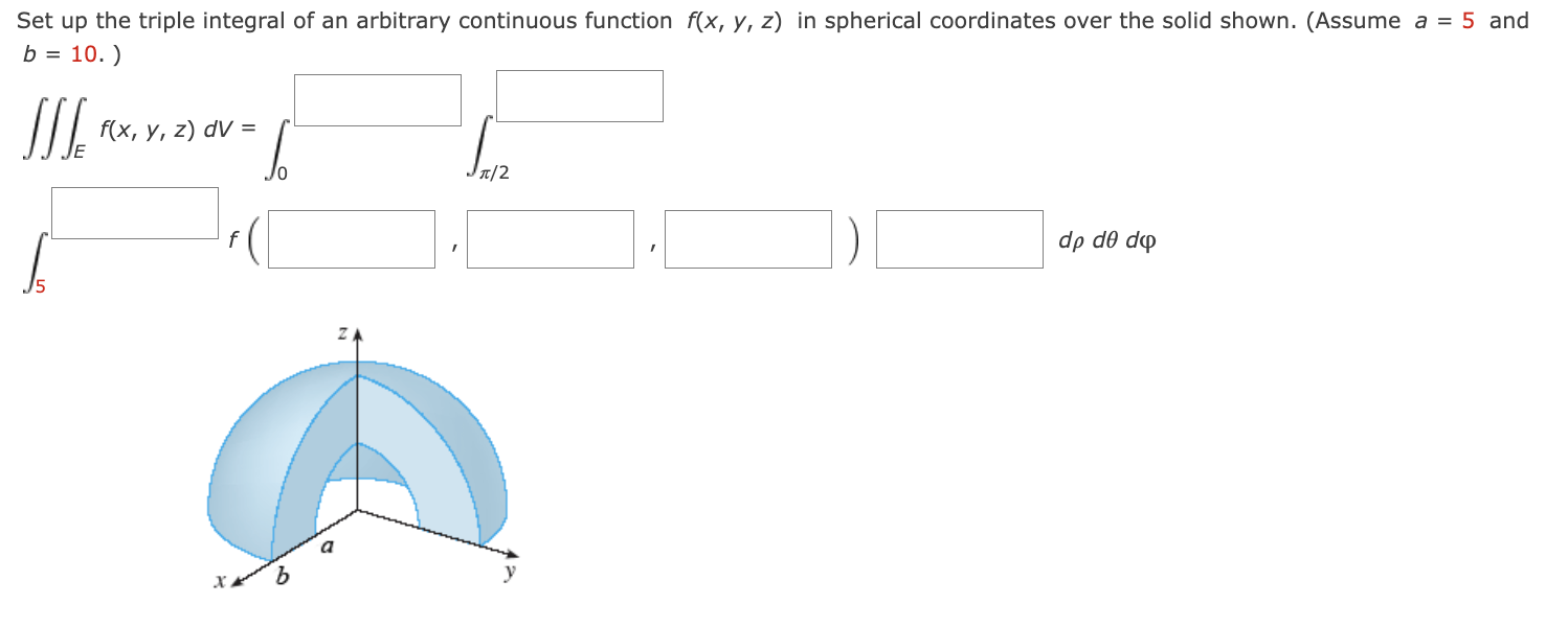 Solved Set up the triple integral of an arbitrary continuous | Chegg.com