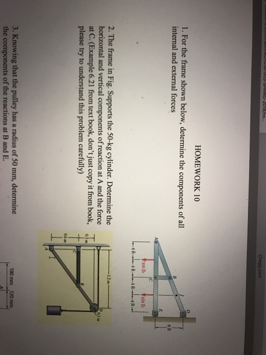 Solved Chegg.com HOMEWORK 10 1. For the frame shown below, | Chegg.com