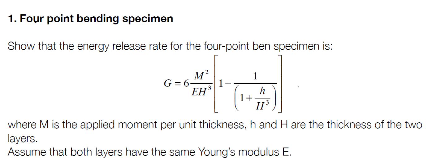 Solved 1. Four point bending specimen Show that the energy | Chegg.com