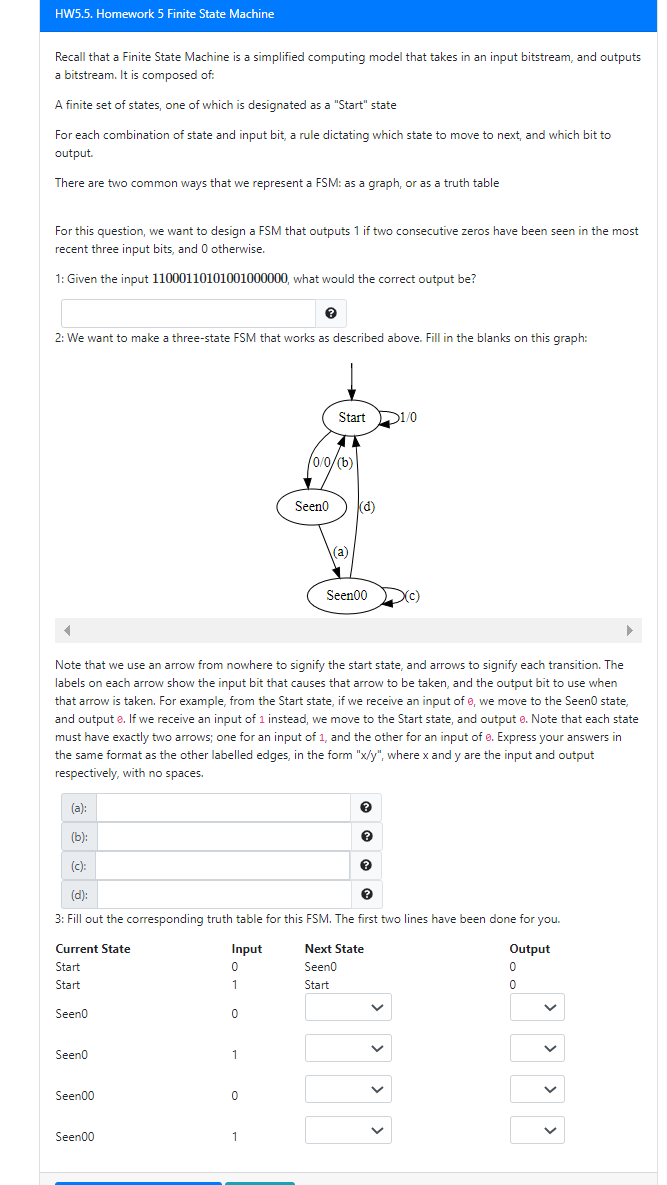 Solved HW5.5. Homework 5 Finite State Machine Recall that a | Chegg.com