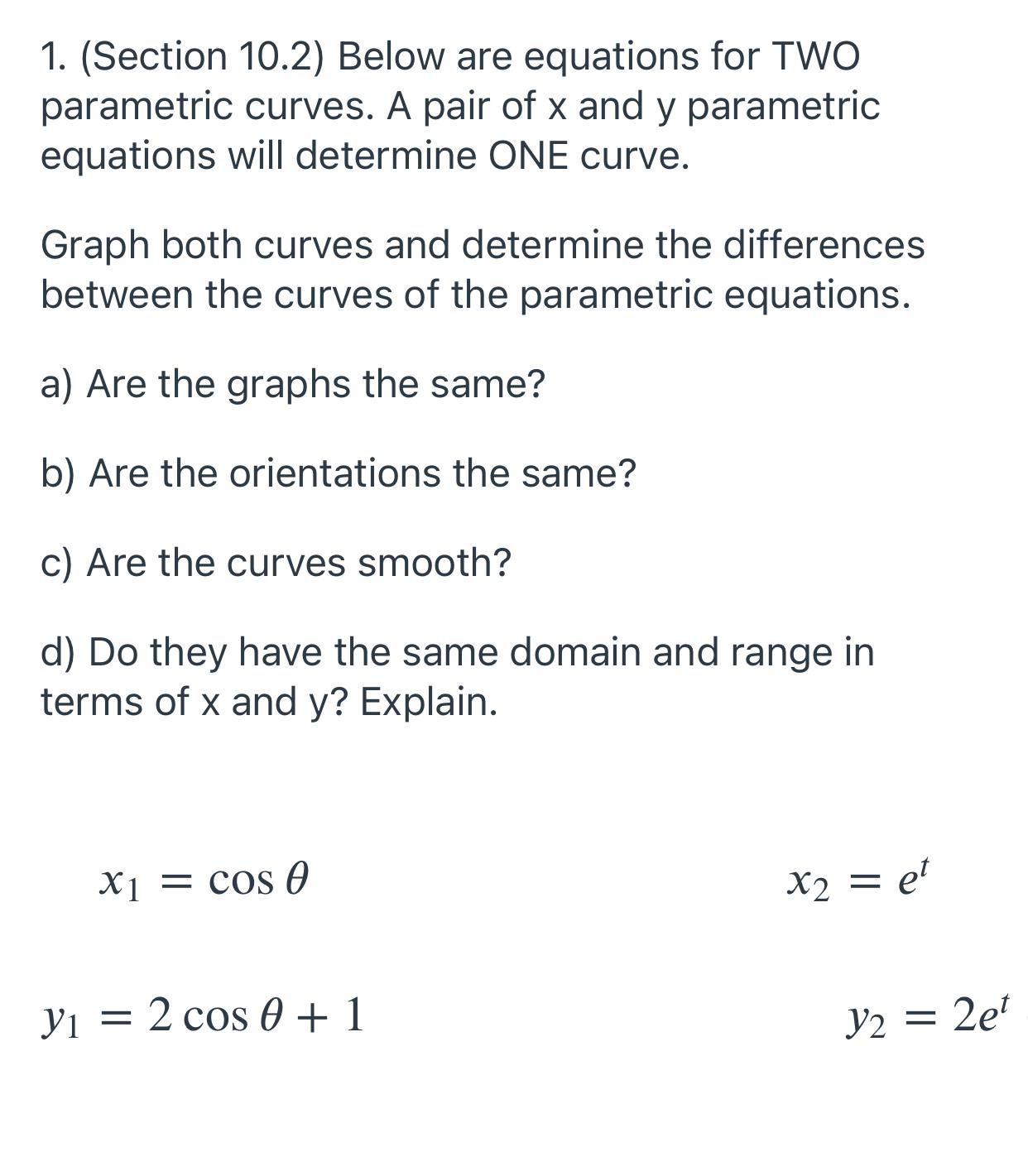 Solved 1. (Section 10.2) Below are equations for TWO | Chegg.com