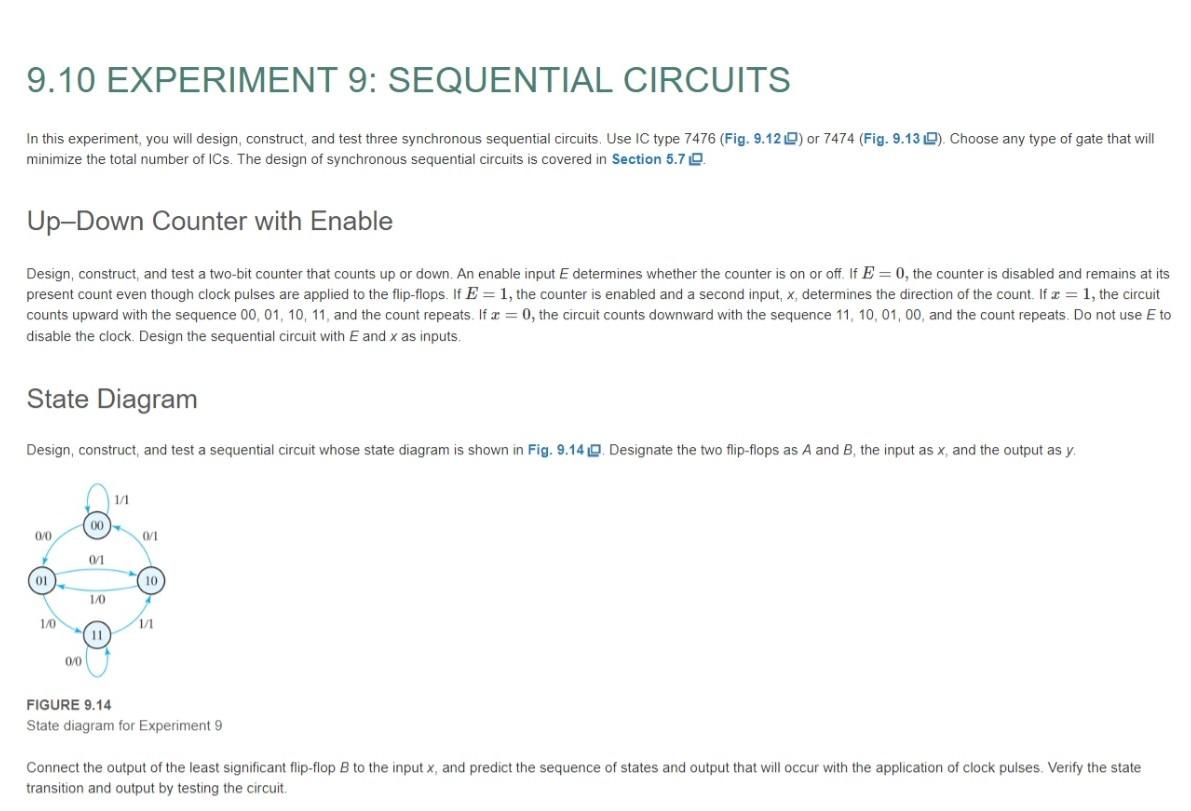 Solved 9.10 EXPERIMENT 9: SEQUENTIAL CIRCUITS In this | Chegg.com