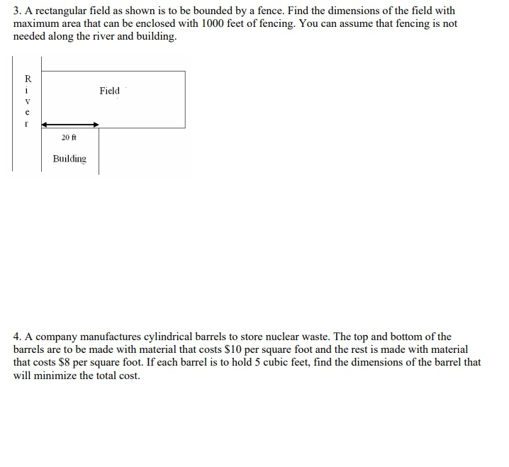 Solved 3. A rectangular field as shown is to be bounded by a | Chegg.com