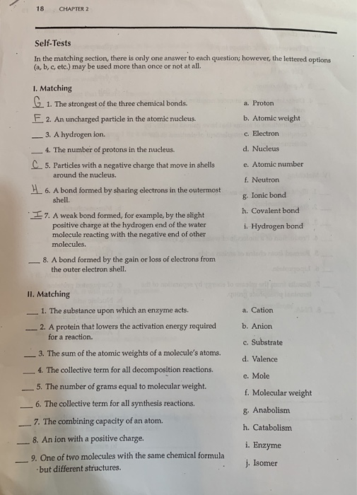 Solved 18 CHAPTER 2 Self-Tests In the matching section, | Chegg.com