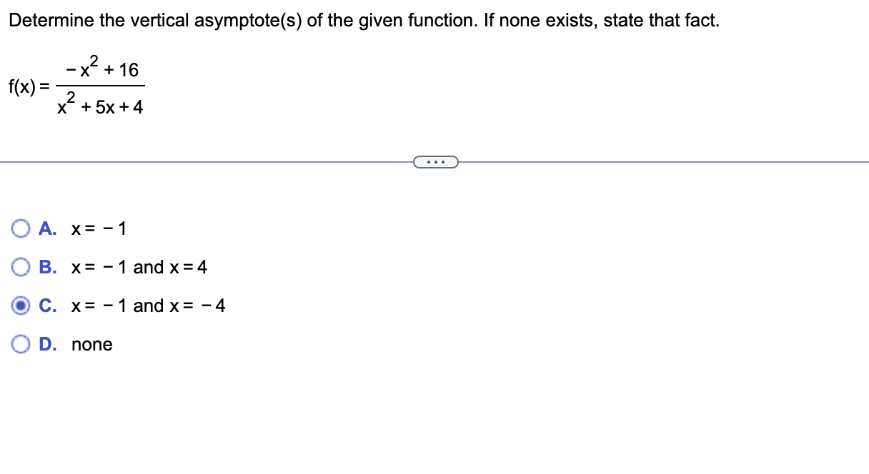 Solved Determine the vertical asymptote(s) of the given | Chegg.com
