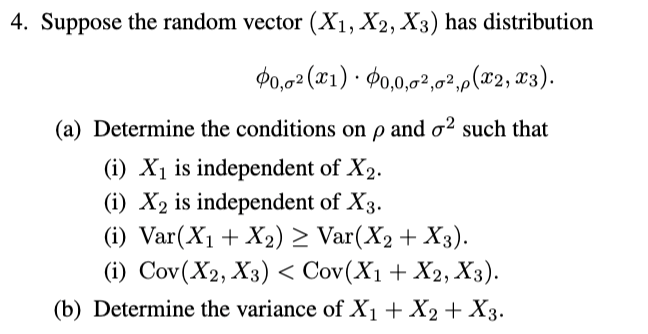 Solved Suppose the random vector (X1,X2,X3) has distribution | Chegg.com