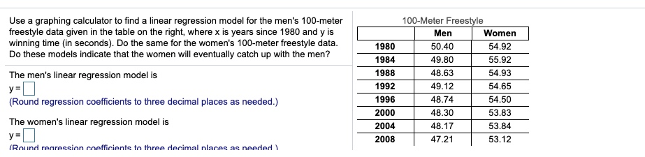 Solved Use a graphing calculator to find a linear regression | Chegg.com
