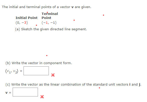Solved The initial and terminal points of a vector v are | Chegg.com