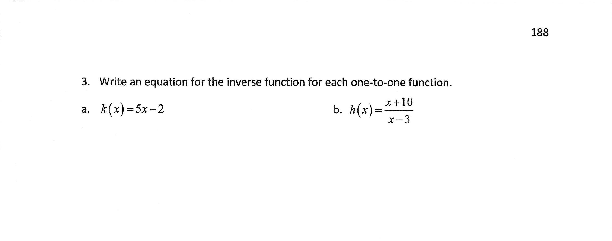 Solved 3. Write an equation for the inverse function for | Chegg.com