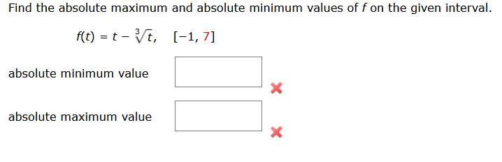 Solved Find the absolute maximum and absolute minimum values | Chegg.com