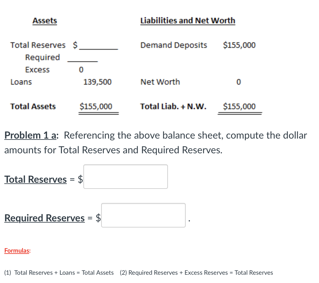 Solved Problem 1 ﻿a: Referencing the above balance sheet, | Chegg.com