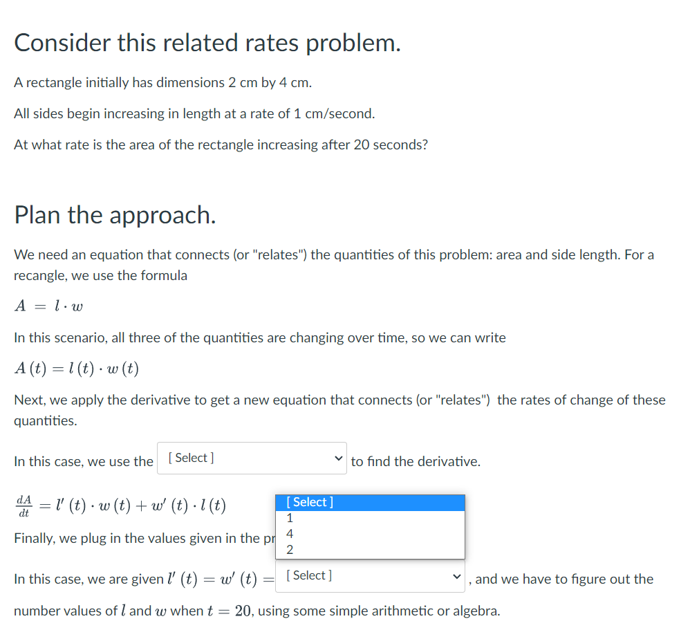 Solved Consider this related rates problem. A rectangle | Chegg.com